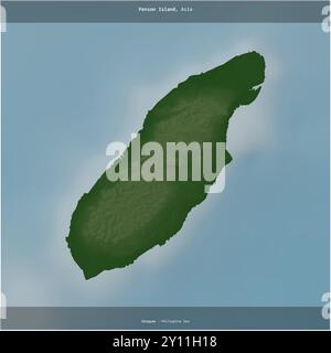 Ponson Island in the Philippine Sea on a colored elevation map Stock ...