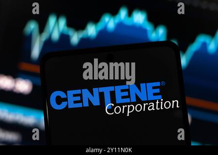 In this photo illustration, Centene Corporation logo seen displayed on ...