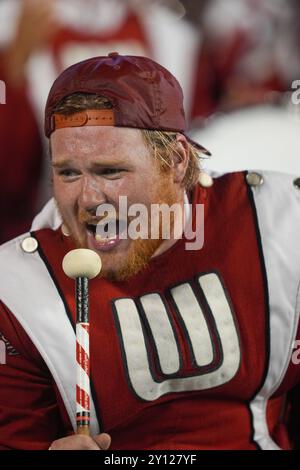 Wisconsin Badgers marching band performs at halftime during an NCAA ...
