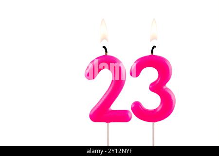 Birthday candle number 23 on white background Stock Photo - Alamy