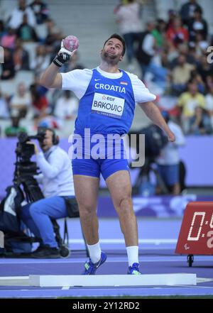 Luka Bakovic of Croatia competing in the men’s F46 shot put final at ...
