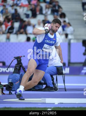 Luka Bakovic of Croatia competing in the men’s F46 shot put final at ...