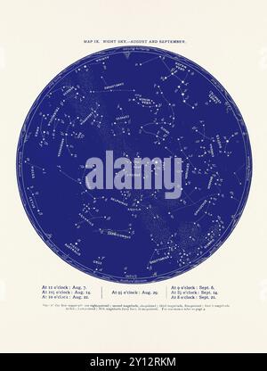 Night Sky Star Chart - September Midnight by Robert Ball. Astronomy ...
