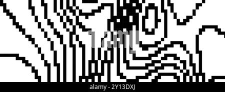 Dithered wavy curve line texture. Black pixelated glitch background ...