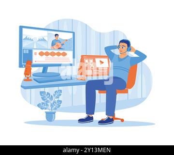 Film editor icon flat vector. Video montage. Edit camera isolated Stock ...