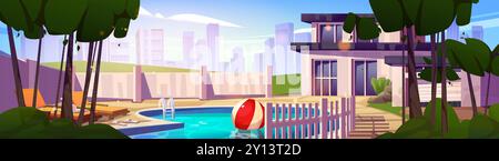Luxury poolside area cartoon flat illustration Stock Vector Image & Art ...