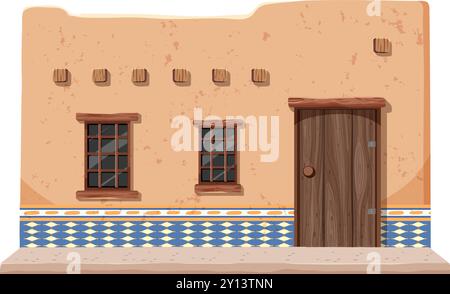 Illustration of a rustic Mexican adobe house Stock Vector Image & Art ...