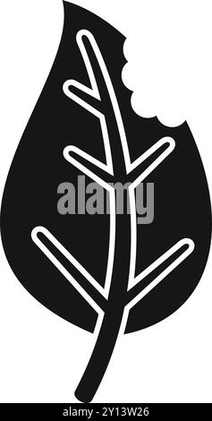 Simple icon of a leaf with a bite taken out of it, representing damage ...