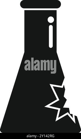 Line art icon of a broken chemical flask, symbolizing a failed ...