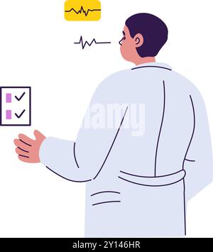 Doctor checking patient data medical record vector illustration Stock ...