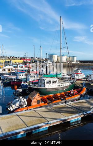Wick, Scotland, UK - October 23, 2023: Sailing yachts and fishing boats ...
