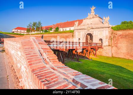 Alba Iulia, Romania. Baroque architectural gate of the stonewalled citadel of Alba Carolina ...