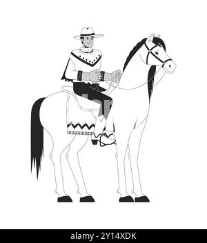 Hindu cowboy riding horse in desert cartoon flat illustration Stock ...