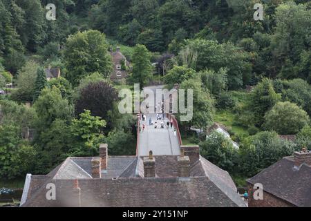 Ironbridge bridge viewed from side of gorge Ironbridge Gorge Shropshire ...