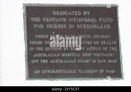 Plaque at Caloundra in remembrance of the WWII Centaur Hospital Ship ...