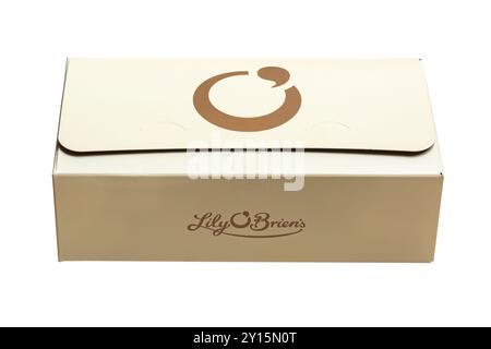 Box of Lily O'Brien's Luxury Chocolate Collection opened to show ...