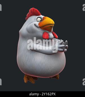 Fun 3D cartoon chicken clapping Stock Photo - Alamy