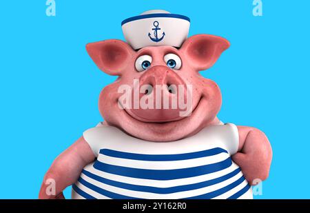 Fun 3D cartoon pig saying hi Stock Photo - Alamy