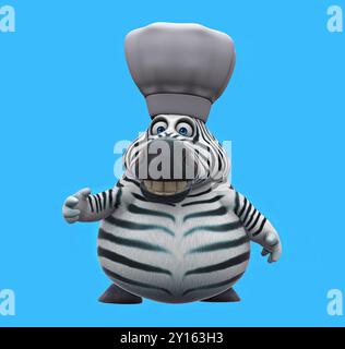 Fun 3D cartoon zebra chef talking Stock Photo - Alamy