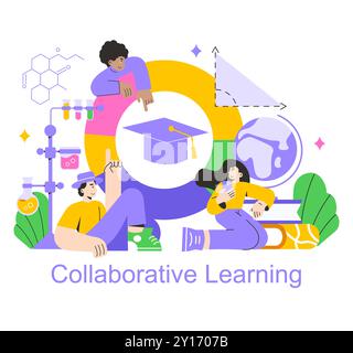 Group Project concept. Students engage in teamwork during a school ...
