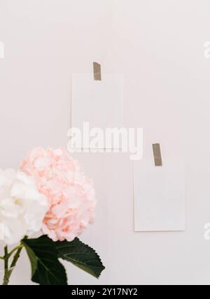 Two empty business card mockups on dark blue background Stock Photo - Alamy