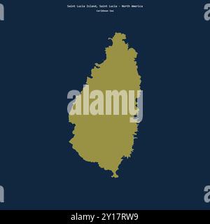 Saint Lucia Island in the Caribbean Sea on a colored elevation map ...