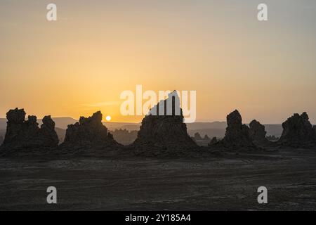 Sunrise around the Volcanic Chimneys of Lake Abbe aka Lac Abbe Bad ...