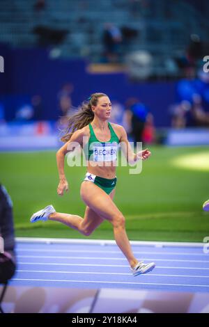 Sophie Becker participating in the 400 meters relay at the World ...