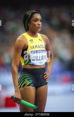 Stacey-Ann Williams participating in the 400 meters at the Paris 2024 ...