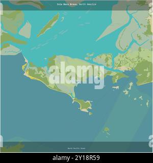 Isla Boca Brava in the North Pacific Ocean on a topographic, OSM ...