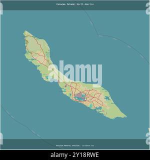 Curacao highlighted on a topographic, OSM Humanitarian style map Stock ...
