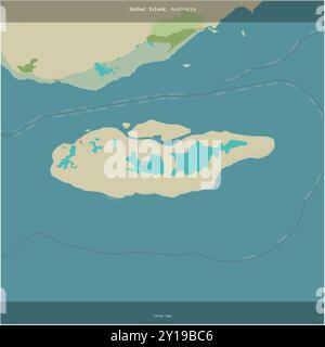 Saibai Island in the Coral Sea on a topographic, OSM Humanitarian style ...