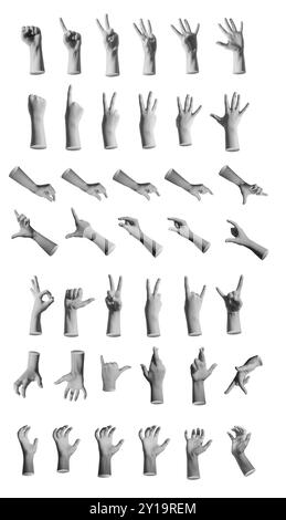 Kid hand signs, different child gestures, big set, isolated on white ...