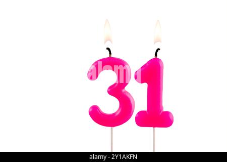 Birthday candle number 31 on white background Stock Photo - Alamy