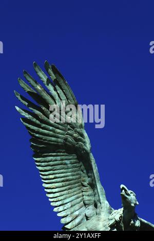 Sculpture of the bird Turul on the Savoy Terrace in Budapest Stock ...