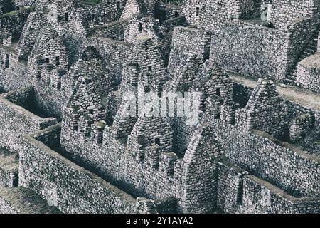 Ancient Inca Trail paved path to the lost city of Machu Picchu. Peru ...