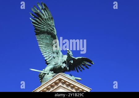 Sculpture of the bird Turul on the Savoy Terrace in Budapest Stock ...