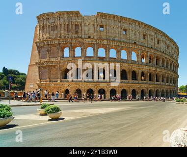 A photograph of the exterior of the Flavian Amphitheater (Colosseum ...