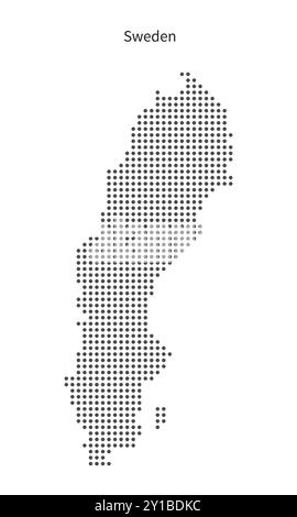 Stylized simple outline map of Sweden icon. Blue sketch map of Sweden ...