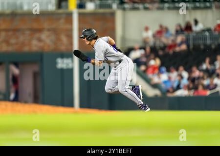 Colorado Rockies' Jordan Beck in the second inning of Game 2 of a split ...