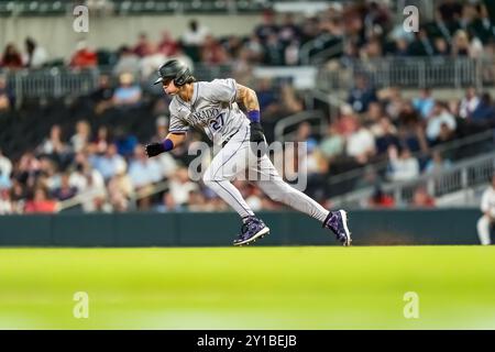 Colorado Rockies' Jordan Beck in the second inning of Game 2 of a split ...