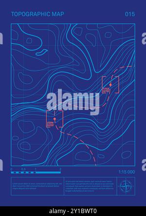 Architectural topographic blueprint site plan drawing, relief contour ...