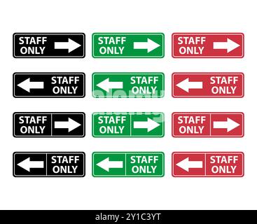 Set of Only staff icon, danger zone symbol, safety entry person sign ...