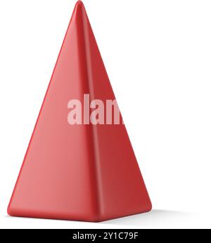 Classic red luxury polygonal pyramid geometric shape with clear glossy ...