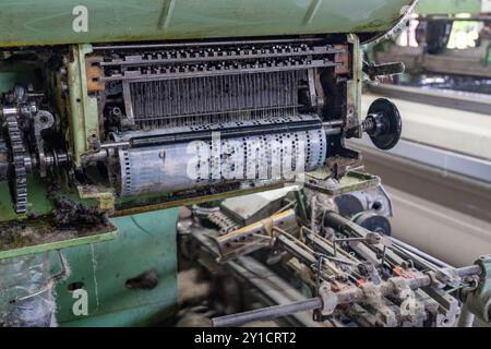 The punch-card head of a Jacquard powerloom at Hilandería Warmi, a ...
