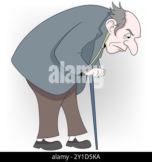 doodle cartoon illustration about health decline in old age, old people ...