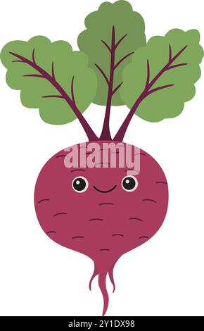 Cute Kawaii beet root cartoon kids illustration. Food vegetable outline ...