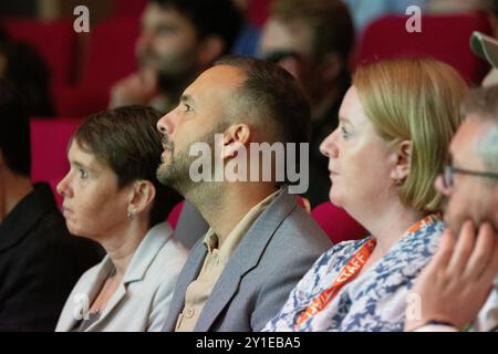 Green Party leader Zack Polanski welcomes his partner Richie Bryan onto ...