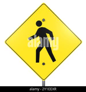 Pedestrian warning sign Stock Photo - Alamy
