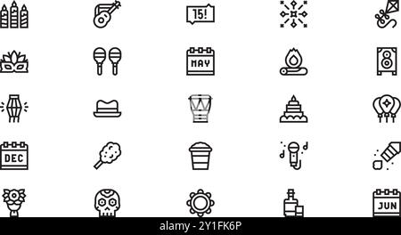 Latin celebrations icons High-Quality Vector Icons Collection with ...